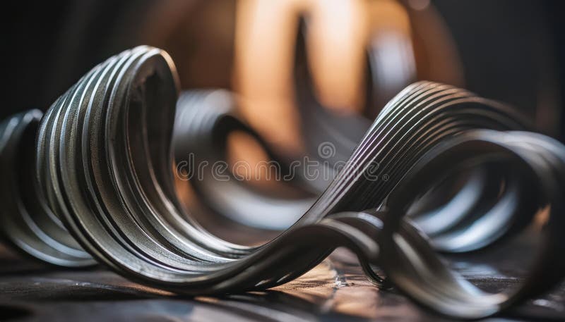 Abstract Metallic Infinity Loop in a Futuristic Setting with a Blurred ...