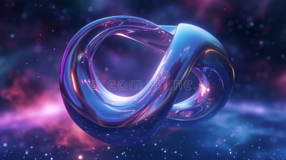 Abstract Metallic Infinity Loop in Vibrant Cosmic Space Stock Photo ...