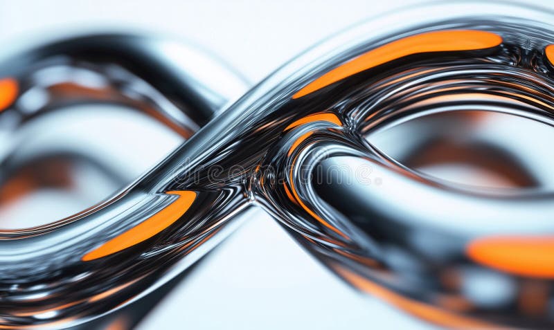 Abstract Metallic Infinity Symbol with Orange Accents and Smooth ...