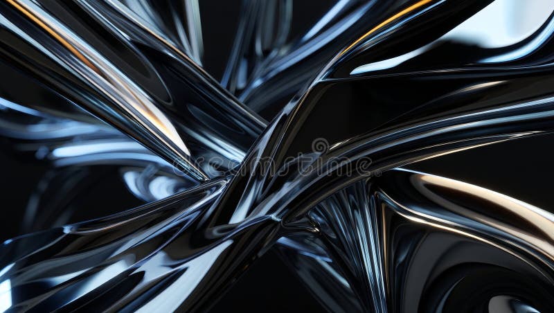 Abstract Metallic Intertwined Shapes with Reflective Surfaces in ...