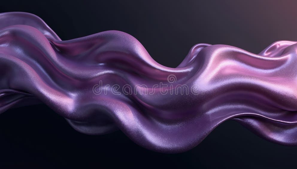Abstract Metallic Lavender Liquid Morphs on Black Background. Fluid ...