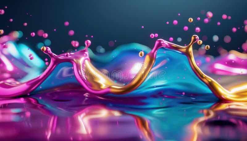 Abstract Metallic Liquid Art Bold, Striking Splash of Color, Vibrant ...