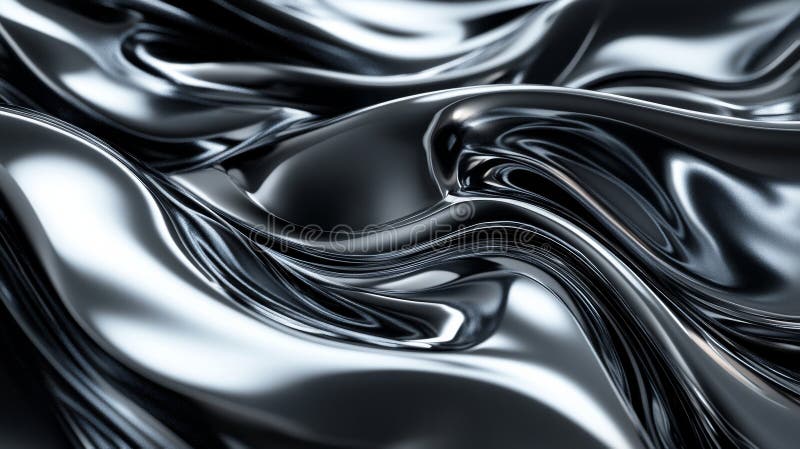 Abstract Metallic Liquid Waves, Reflective Surface. Futuristic Design ...