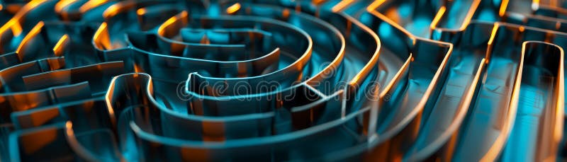 Abstract Metallic Maze a Closeup of a Metallic Maze with a Blue and ...