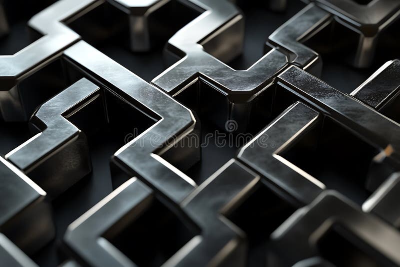 Abstract Metallic Maze Pattern Stock Illustration - Illustration of ...