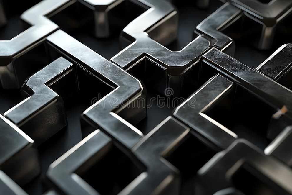Abstract Metallic Maze Pattern Stock Illustration - Illustration of ...