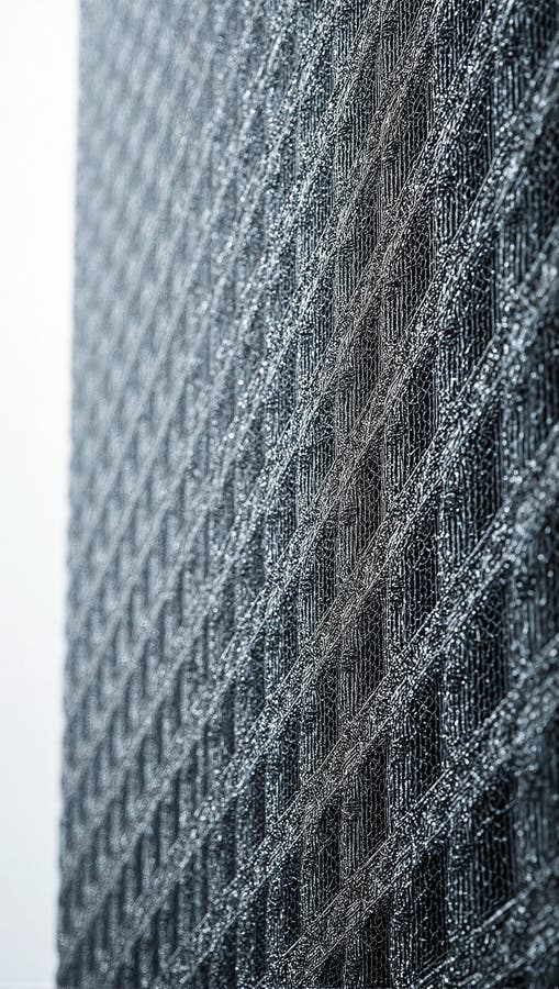 Abstract Metallic Mesh Facade on Modern Skyscraper Stock Illustration ...