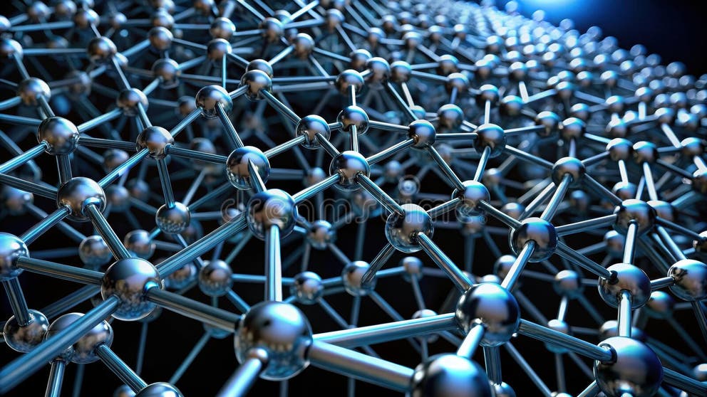Abstract Metallic Molecular Structure, Interconnected Nodes and Bonds ...
