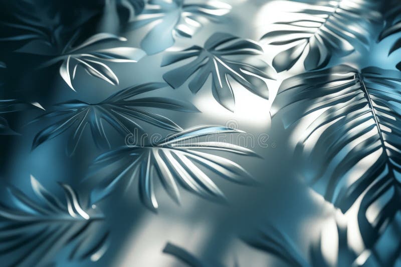 Abstract Metallic Palm Leaf Pattern with Soft Lighting Stock ...