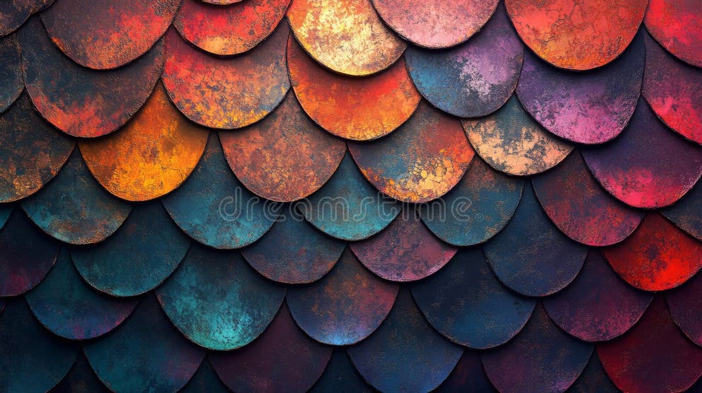 Abstract Metallic Pattern of Overlapping Scaled Circles Stock ...
