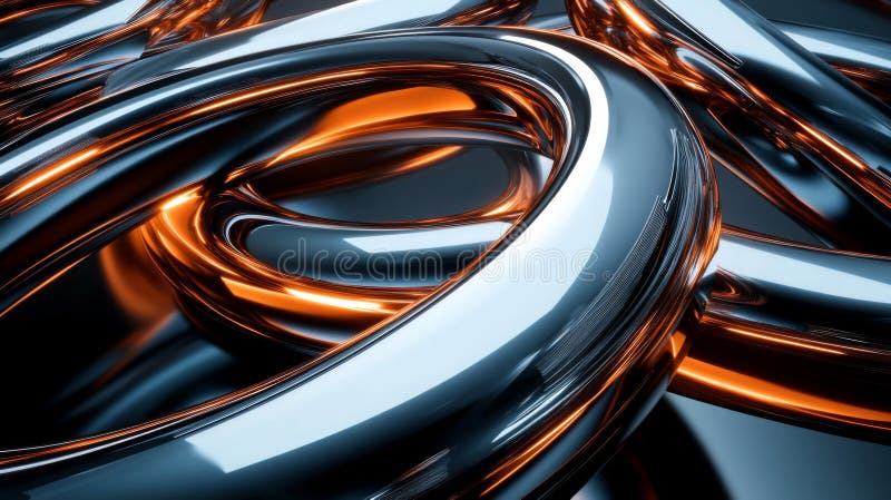 Abstract Metallic Rings Background, Chrome and Copper Texture Stock ...