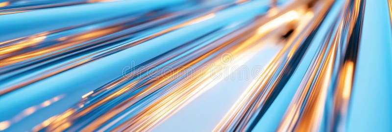 Abstract Metallic Rods with Reflective Surface and Soft Golden Light ...