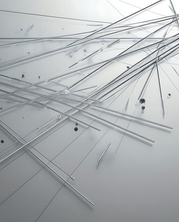 Abstract Metallic Rods Scattered Across Grey Surface Stock Photo ...