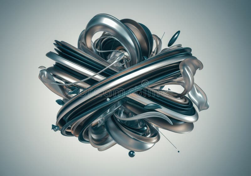 Abstract Metallic Sculpture with Intertwined Shapes and Smooth Surfaces ...