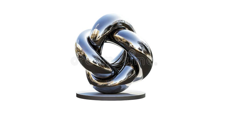 Abstract Metallic Sculpture with Reflective Surface . Modern Art and ...