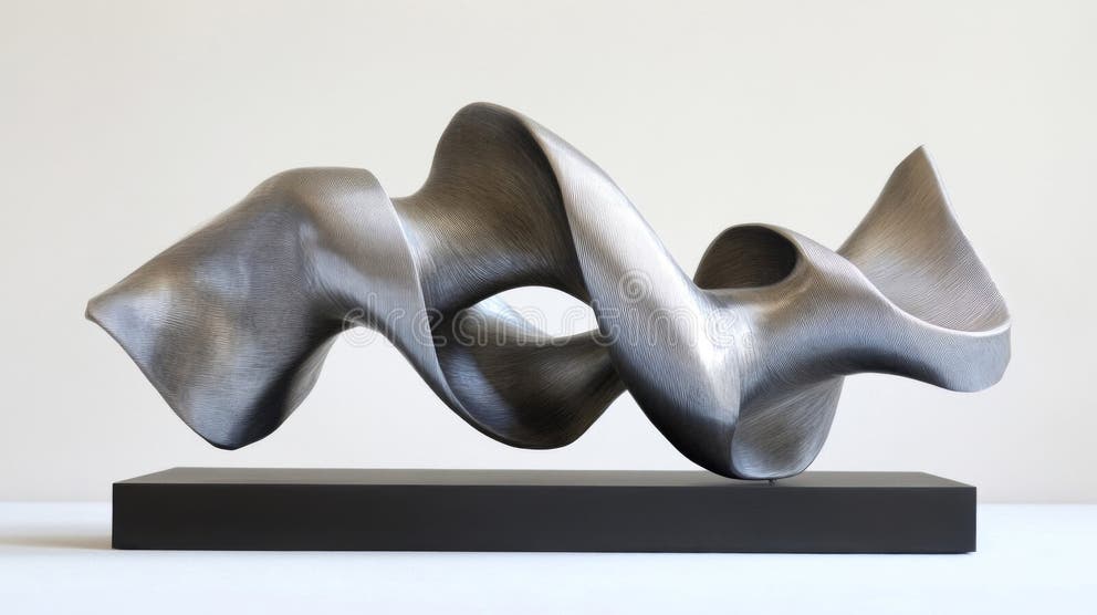 Abstract Metallic Sculpture with Swirling Form Stock Illustration ...