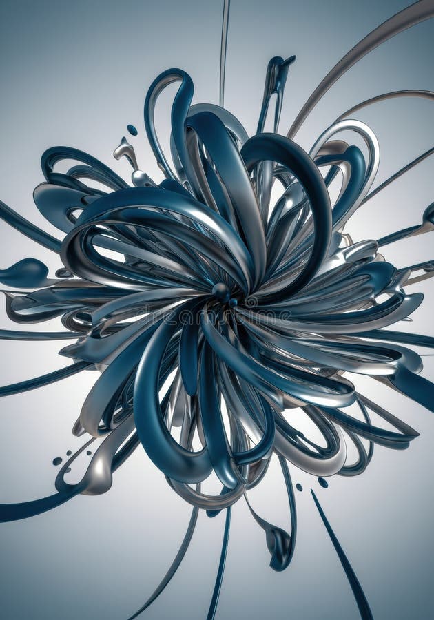 Abstract Metallic Sculpture with Swirling Forms and Dynamic Movement ...