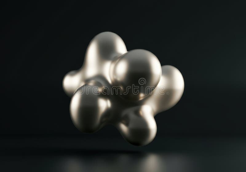 Abstract Metallic Shape Floating in a Dark Environment Stock Photo ...