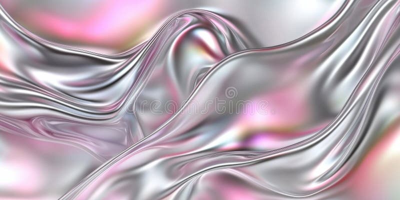 Abstract Metallic Silk Texture with Iridescent Pink Waves and Shiny ...