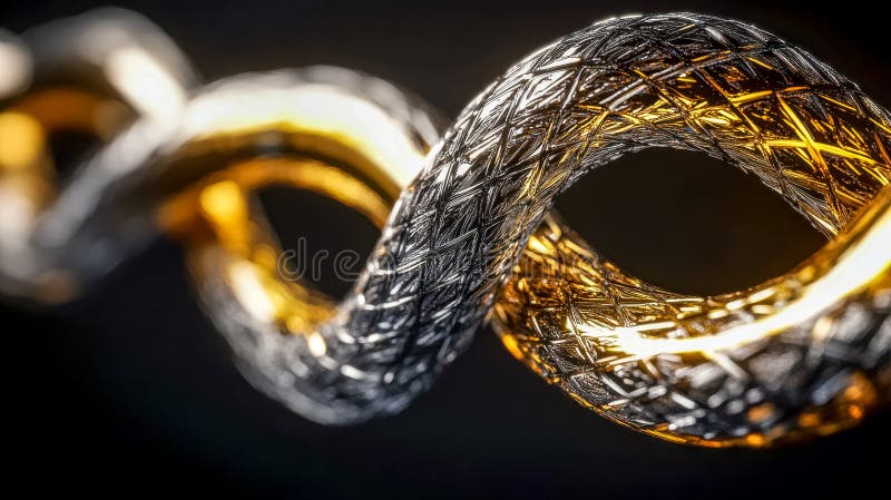 Abstract Metallic Silver and Gold Structure Forming a Wavy Shape Stock ...