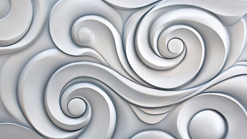 Abstract Metallic Silver Swirl Pattern with Curved Shapes for Modern ...