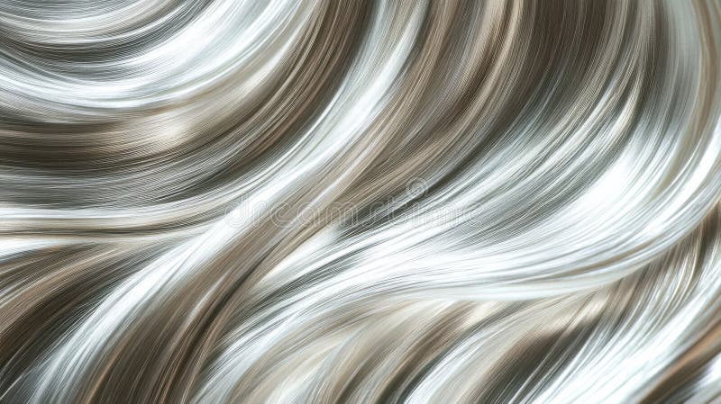 Abstract Metallic Silver Wave Pattern with Reflective Light Effects in ...