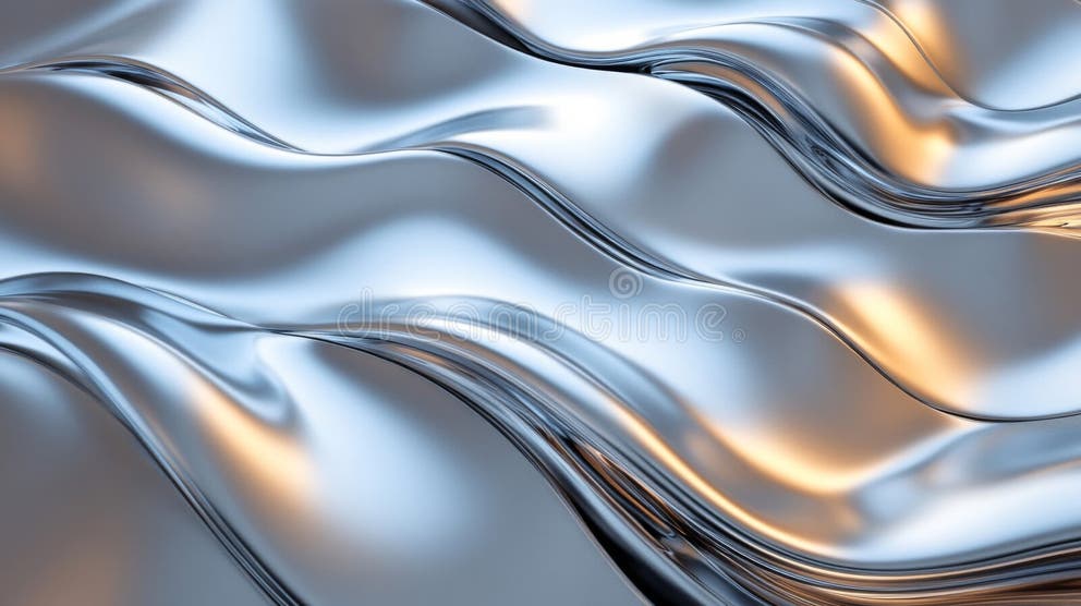 Abstract Metallic Silver Waves Background Stock Illustration ...