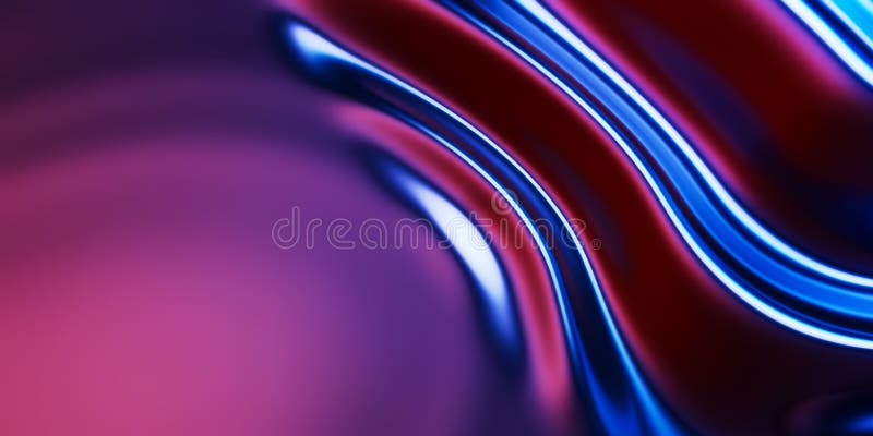 Abstract Metallic Soft Waves, Blue Violet Shiny Iridescent Liquid ...