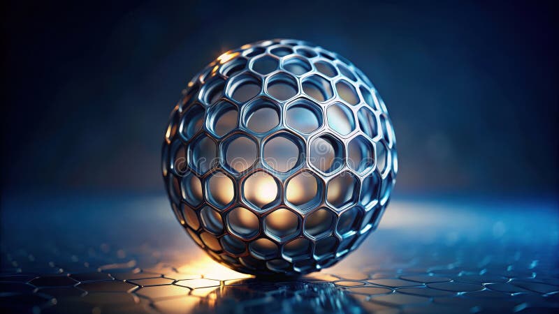 Abstract Metallic Sphere with Hexagonal Lattice Structure on Reflective ...