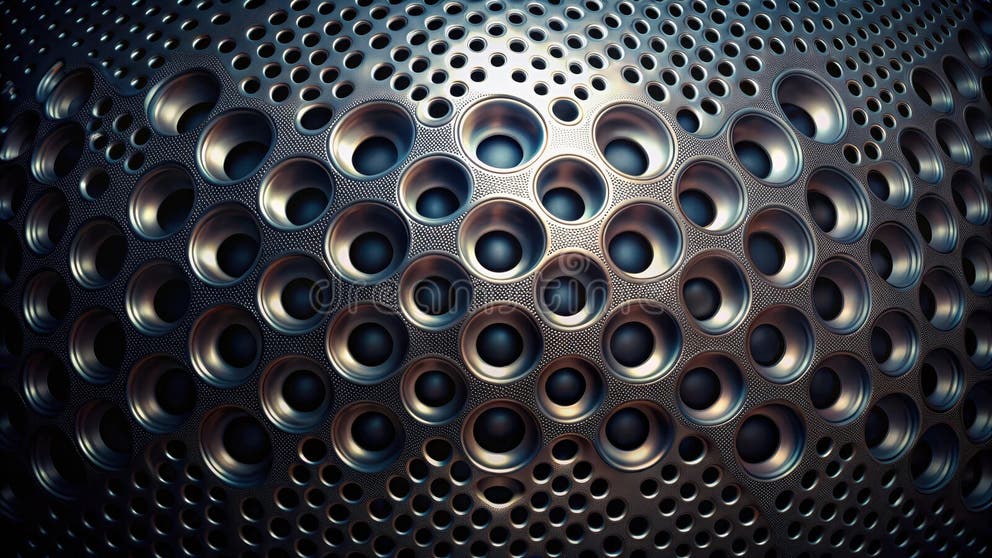 Abstract Metallic Sphere with Recessed Circular Patterns and Textured ...