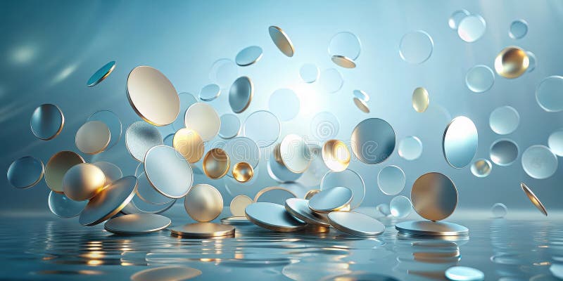 Abstract Metallic Spheres and Discs Levitate Above a Reflective Surface ...