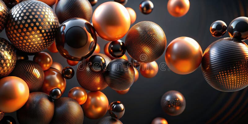 Abstract Metallic Spheres in Motion, a Dynamic Display of Bronze and ...