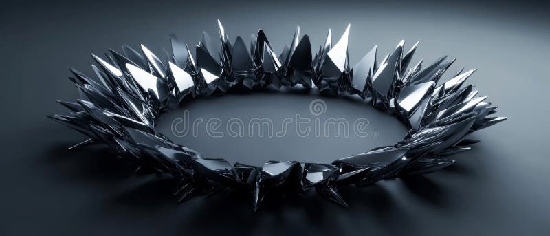 Abstract Metallic Spiky Ring on Dark Background Stock Illustration ...