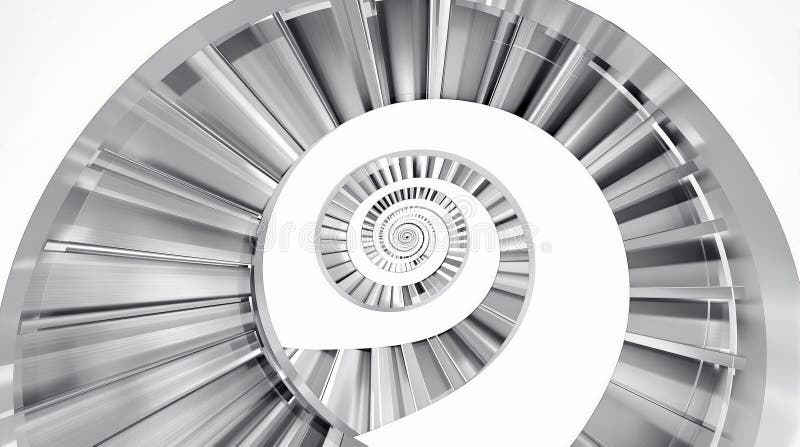Abstract Metallic Spiral Staircase Design with Infinite Depth ...