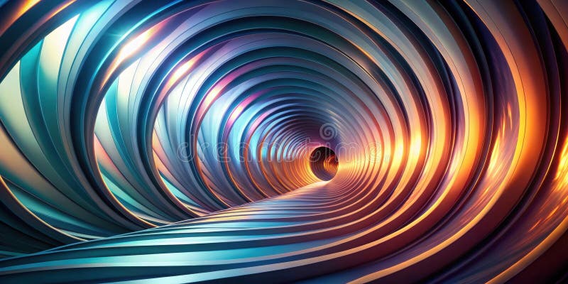 Abstract Metallic Spiral Tunnel a Vision of Reflective Surfaces and ...