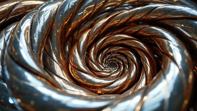Abstract Metallic Spirals in Silver and Bronze Creating a Dynamic ...