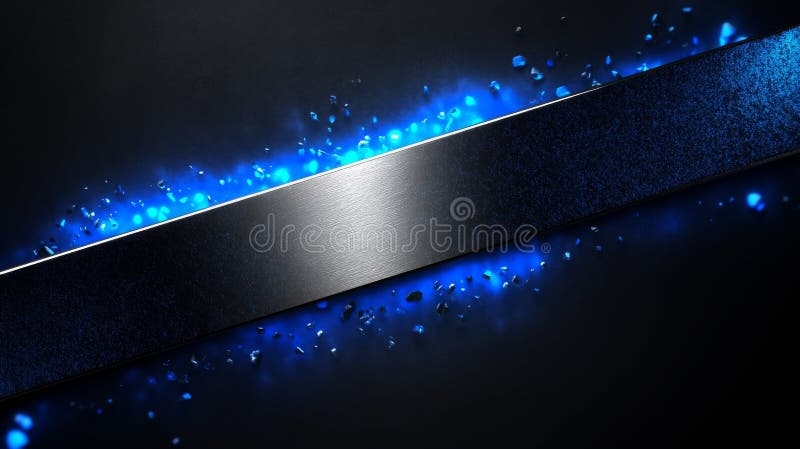 Abstract Metallic Strip with Blue Neon Light Stock Illustration ...