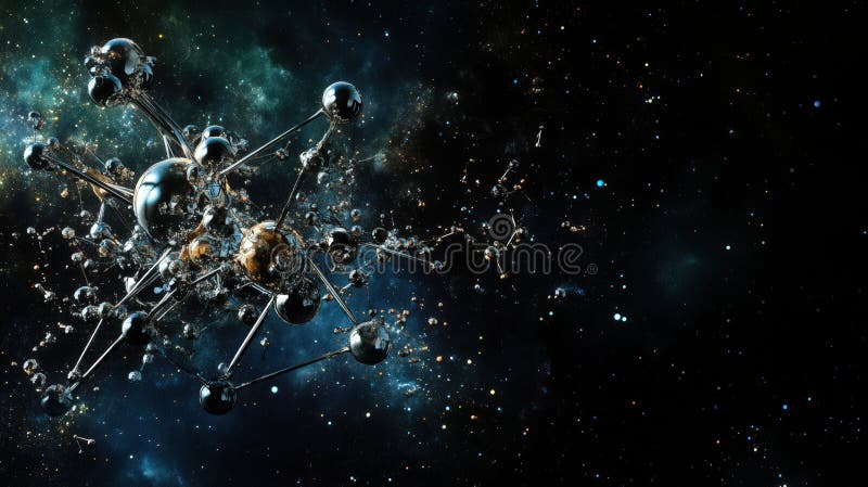 Abstract Metallic Structure in Deep Space Nebula Stock Illustration ...