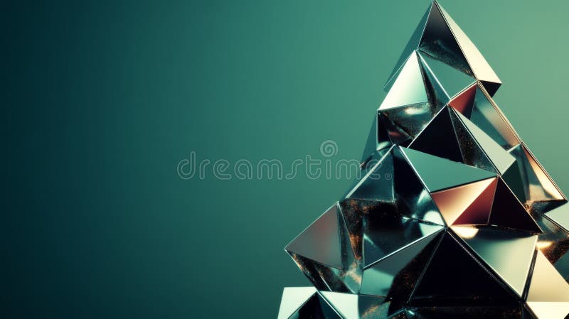 Abstract Metallic Structure with Geometric Triangles on a Green ...