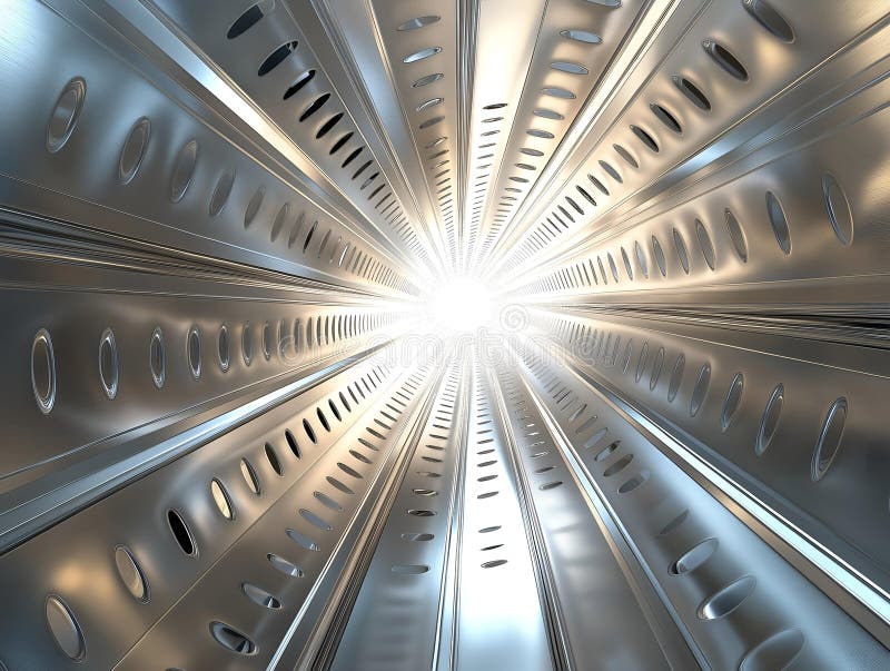 Abstract Metallic Structure, Radial Design, Bright Light, Three ...