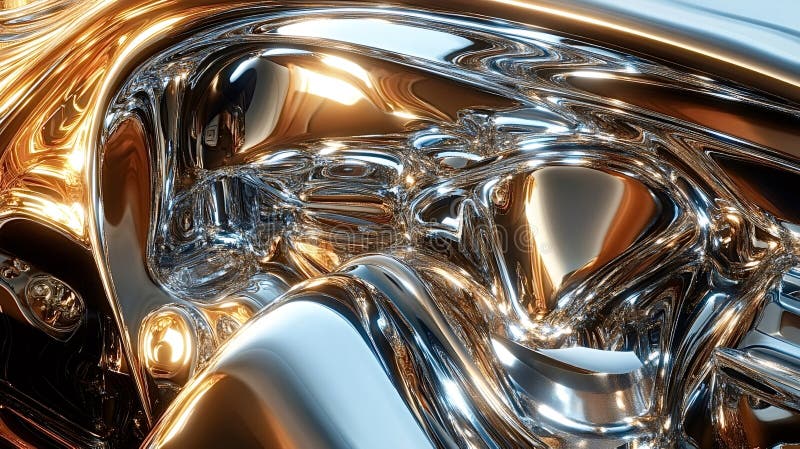 Abstract Metallic Surface with Fluid Reflections Stock Photo - Image of ...