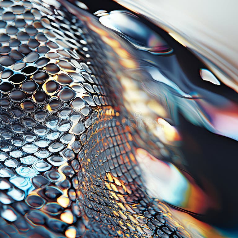 Abstract Metallic Surface with Reflective Honeycomb Pattern in Vibrant ...