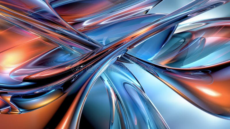 Abstract Metallic Swirls: Colorful Digital Art Background Stock Photo ...