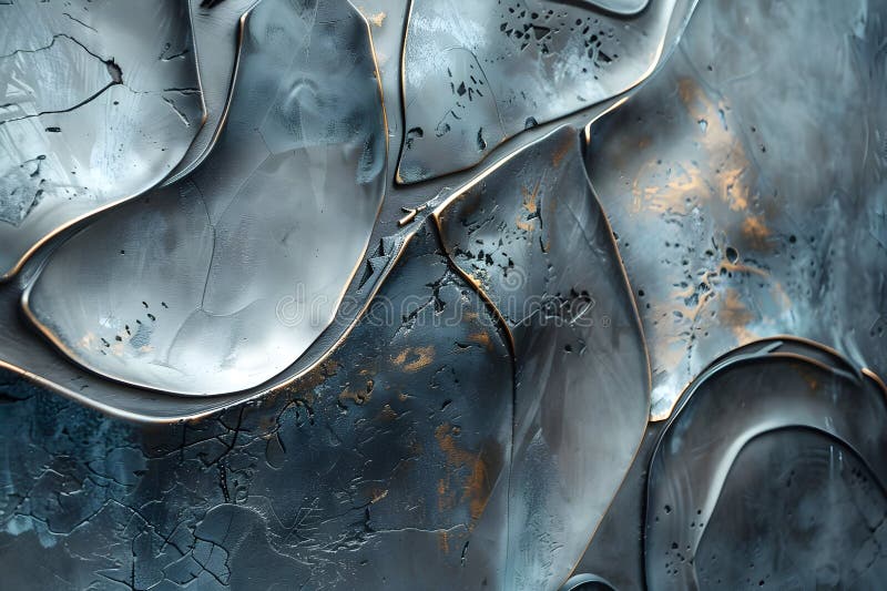 Abstract Metallic Texture with Fluid Shapes and Contrasting Colors ...