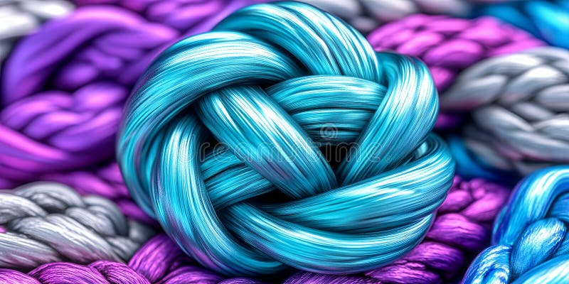 Abstract Metallic Texture Shiny Blue Purple and Silver Twisted Threads ...