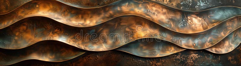Abstract Metallic Texture with Undulating Wavy Patterns in Bronze and ...