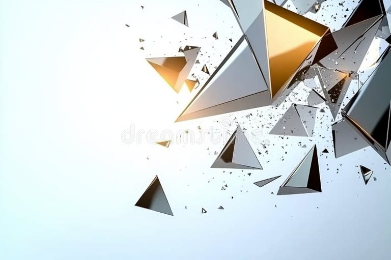 Abstract Metallic Triangles Exploding Dynamic Gold Silver Modern Design ...