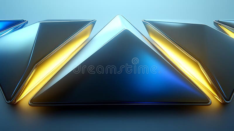 Abstract Metallic Triangles Illuminated with Golden Light Stock Image ...