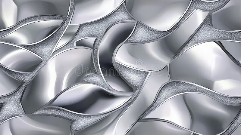 Abstract Metallic Wave Pattern with Curved Silver Shapes and Textured Background Stock Photo ...