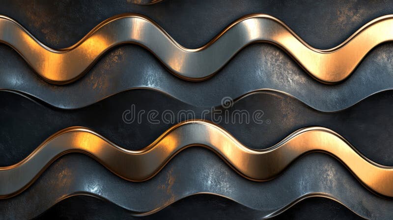 Abstract Metallic Wave Pattern with Gold and Silver Accents Stock ...